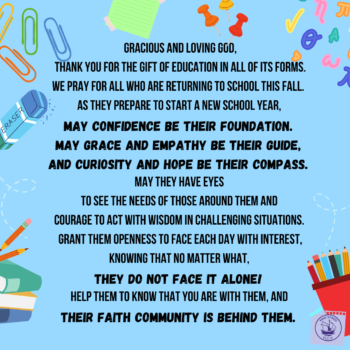 Back to School Prayer - MNO Synod